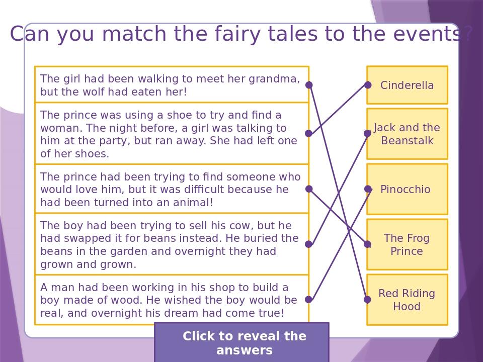 Past Perfect Simple and Past Perfect Continuous. Fairy Tale ...