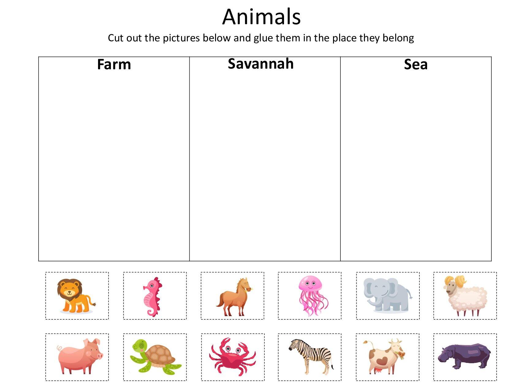 Farm, savannah and sea animal sorting activity, 1-2 grades | Інші ...