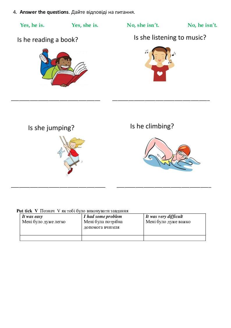 Діагностувальна робота з англійської мови за темою "DOING THINGS" для 2 класу, до підручника О ...