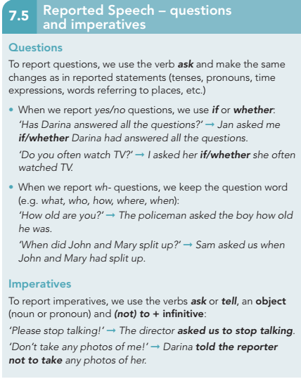7.5 Reported Speech – questions and imperatives: practice | Урок на 2 ...