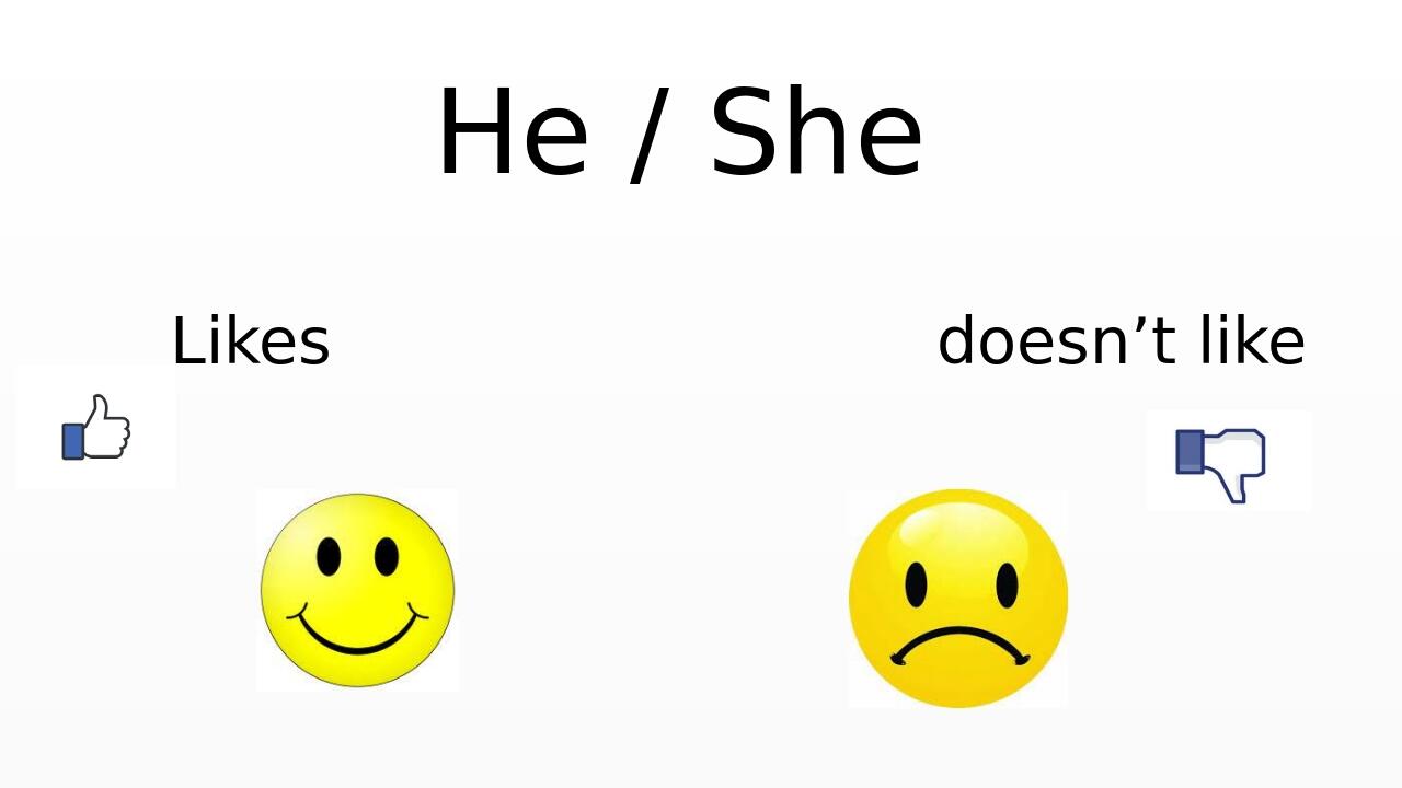 Презентація до уроку "He-She likes or doesn't like" | . Англійська мова