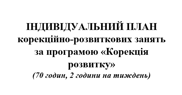 Корекція розвитку 1 клас для дітей із ЗПР за програмою Сак Т КТП Інклюзивна освіта