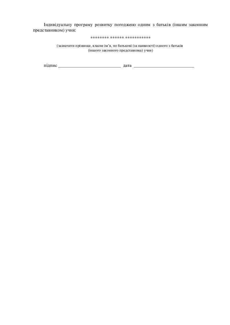 Індивідуальна програма розвитку для учня з ООП 7 клас Інші методичні матеріали Інклюзивна