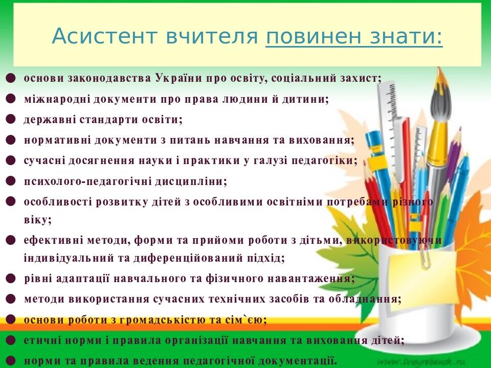 Презентація Асистент вчителя в інклюзивному класі Презентація