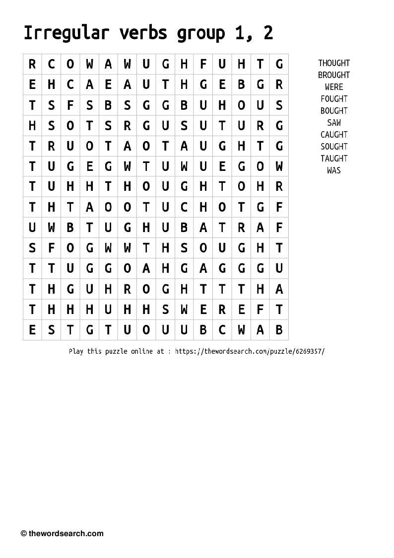 Irregular Verbs. Rhyming Groups. Wordsearch | Інтерактивні матеріали ...