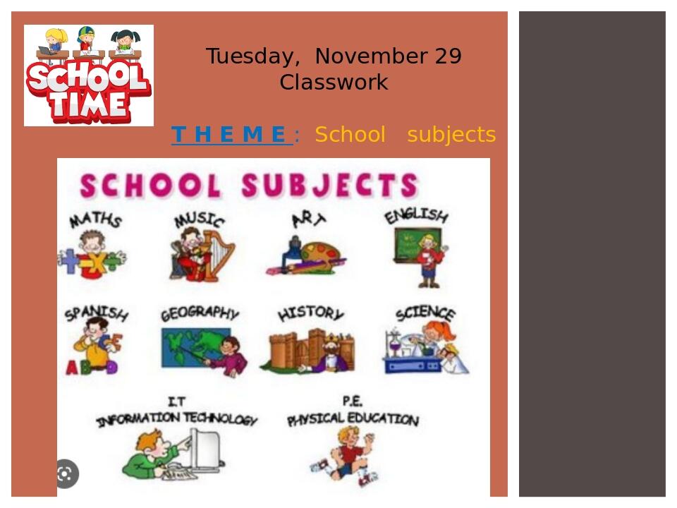 3 клас School subjects | Презентація. Англійська мова