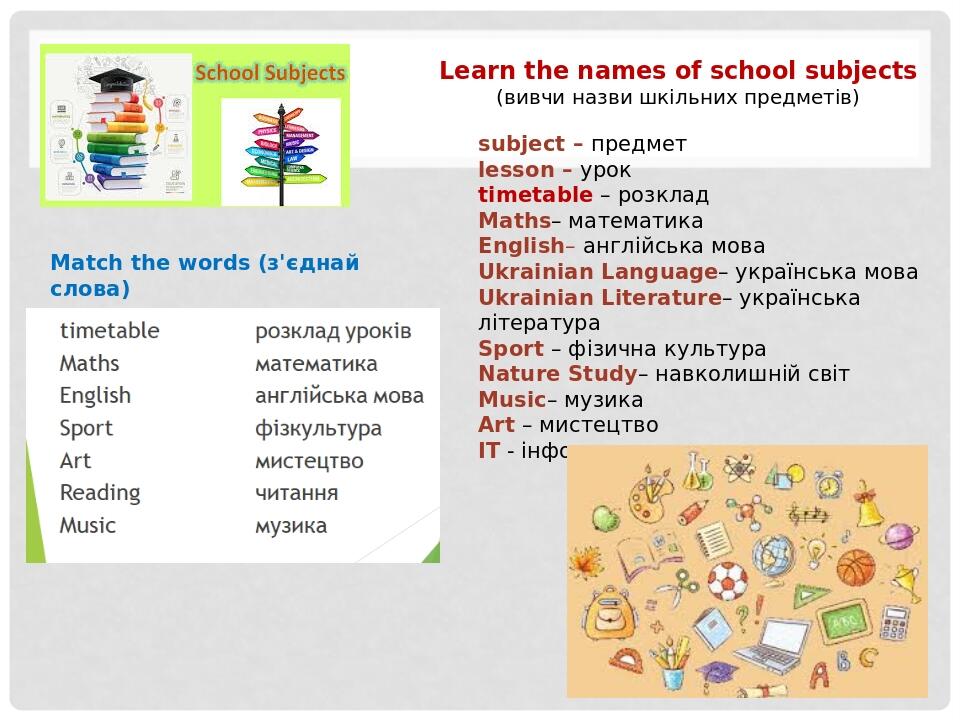 3 клас School subjects | Презентація. Англійська мова