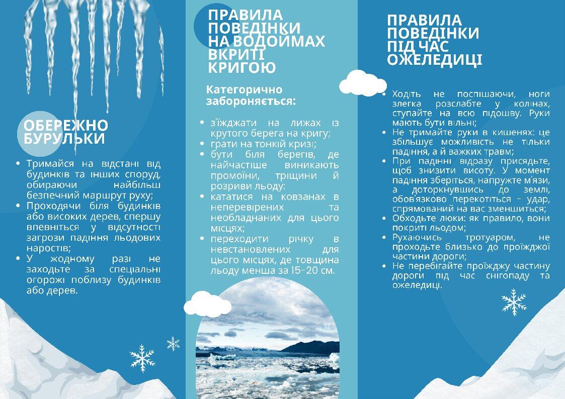 Буклет Правила безпечної поведінки взимку Виховна робота
