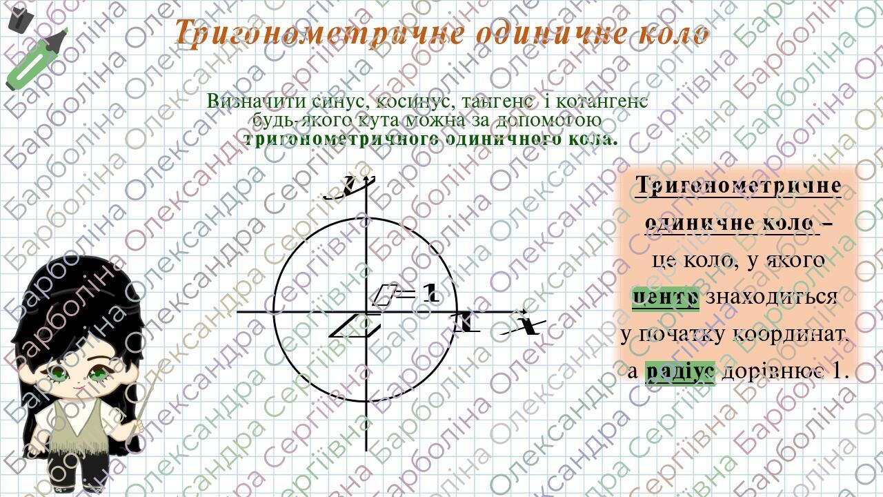 10 клас Алгебра Синус косинус тангенс котангенс кута
