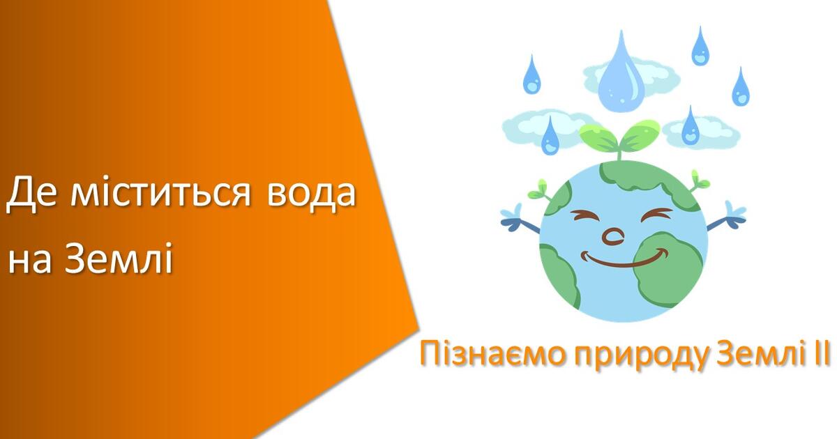 Тест з уроку Пізнаємо природу для 5 класу на тему «Де міститься вода на ...