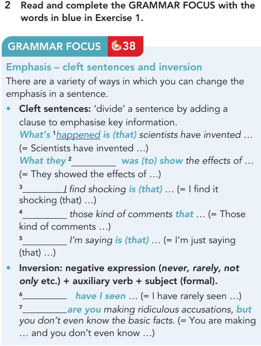 Emphasis – cleft sentences and inversion | Урок на 2 завдання ...