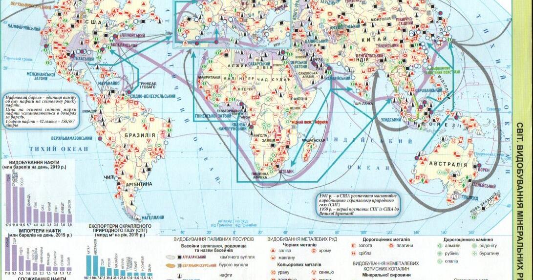 9 КЛАС Практична робота №4 Позначення на контурній карті найбільших басейнів видобутку кам